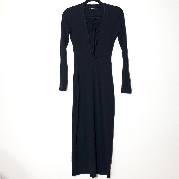 Reformation | Dresses | Reformation Edison Dress Xs Black Lace Up ...